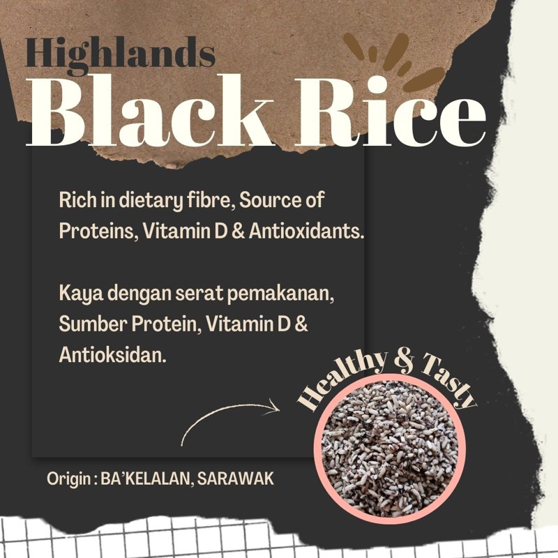 Sarawak Black Rice | Beras Hitam Bukit | 1kg | Shopee Malaysia