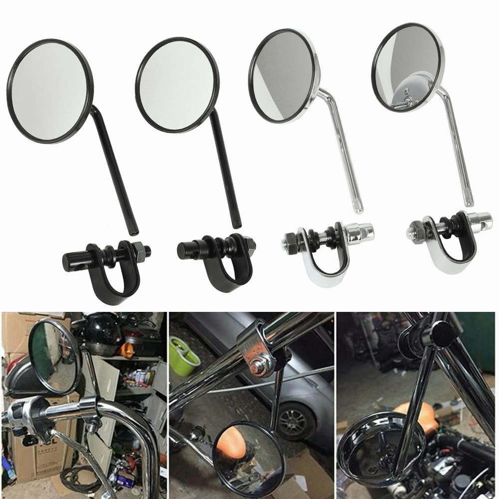 22 25mm Motorcycle Handlebar Rear View Mirrors Round Convex Clip On
