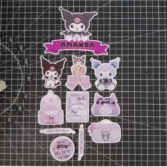 [CUSTOM NAME] Happy Birthday Cake Topper Kuromi Decoration Set Party ...