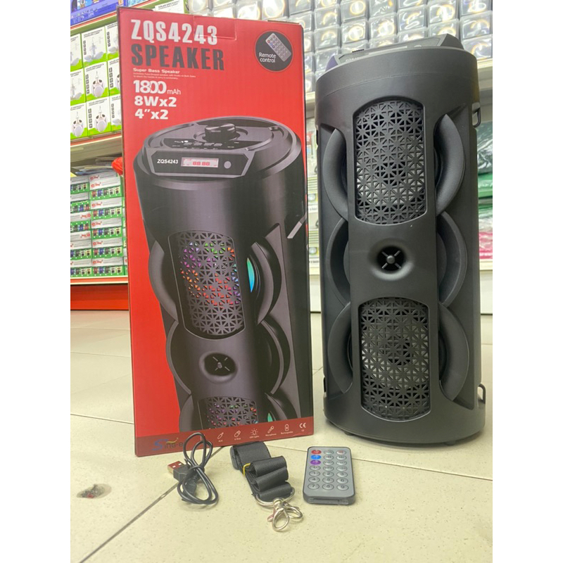 NEW MODEL ZQS 4243 MULTIMEDIA WIRELESS BLUETOOTH SPEAKER SUPER BASS RECHARGEBLE WITH MIC AND ...
