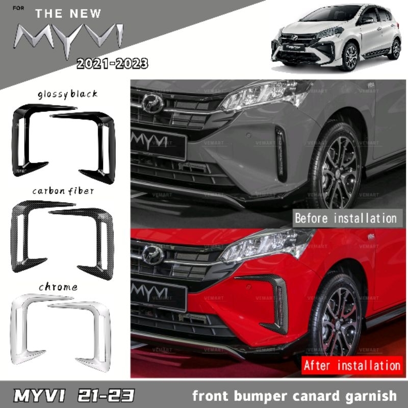 Vemart perodua myvi gen3 mg3 2021-2023 car front bumper canard garnish ...