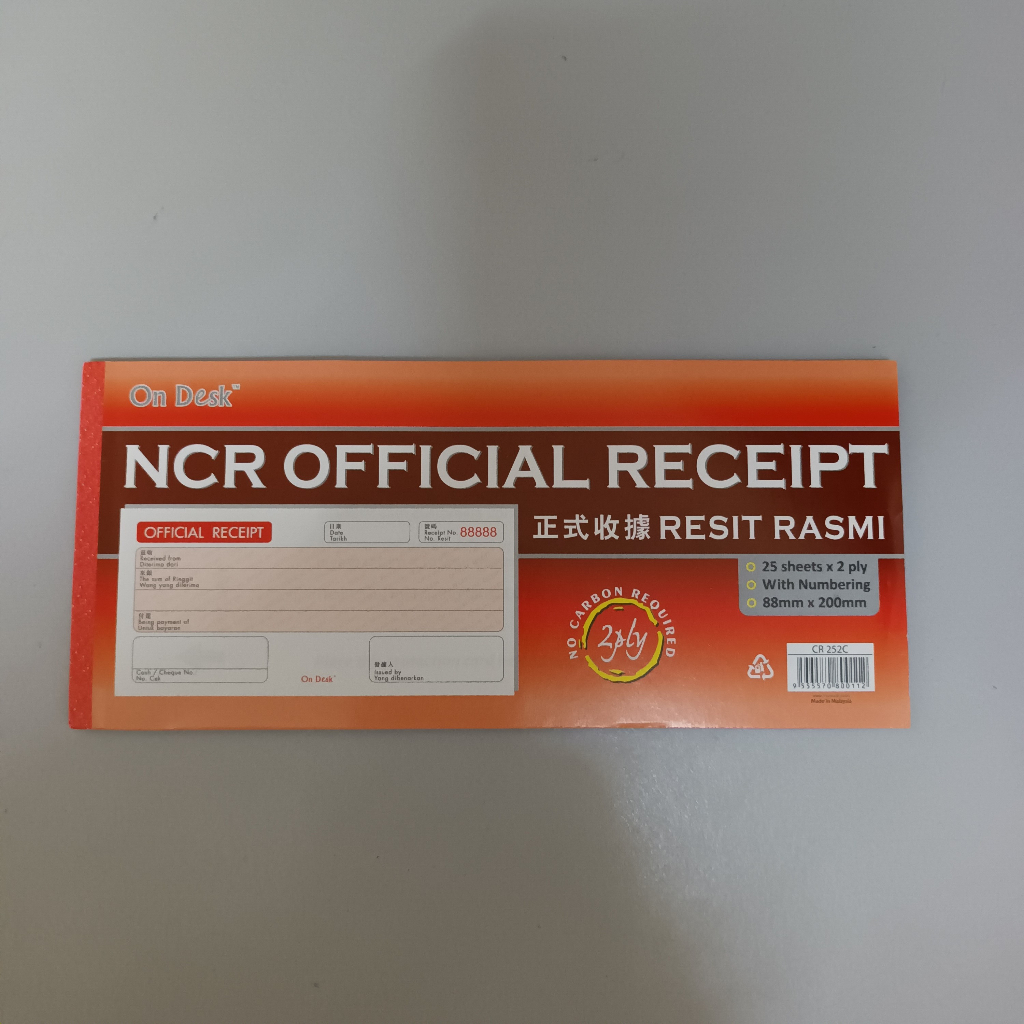NCR Carbonless Receipt Book / House Rent/ Rental Receipt Book with ...