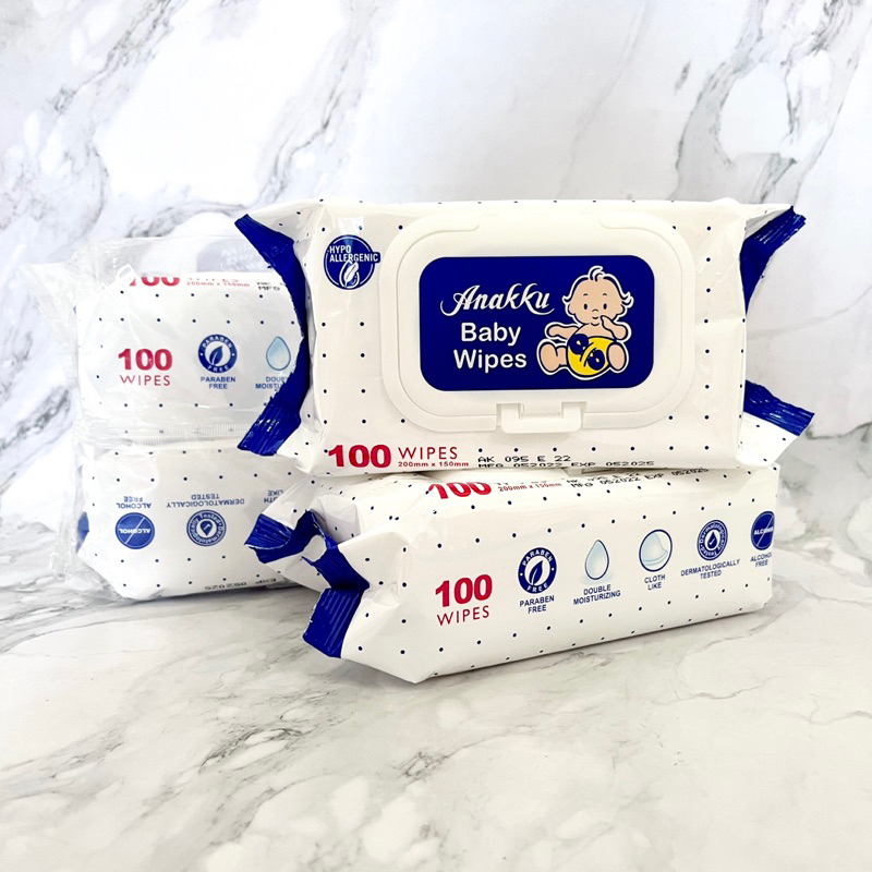 Anakku Baby Wipes Wet Tissue (100’s per pack)/Hypoallergenic (90's per ...