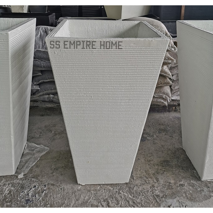 ROSO CS1 Line 48x48x84cm White Sandstone Pot Flower Pasu Bunga Garden ...