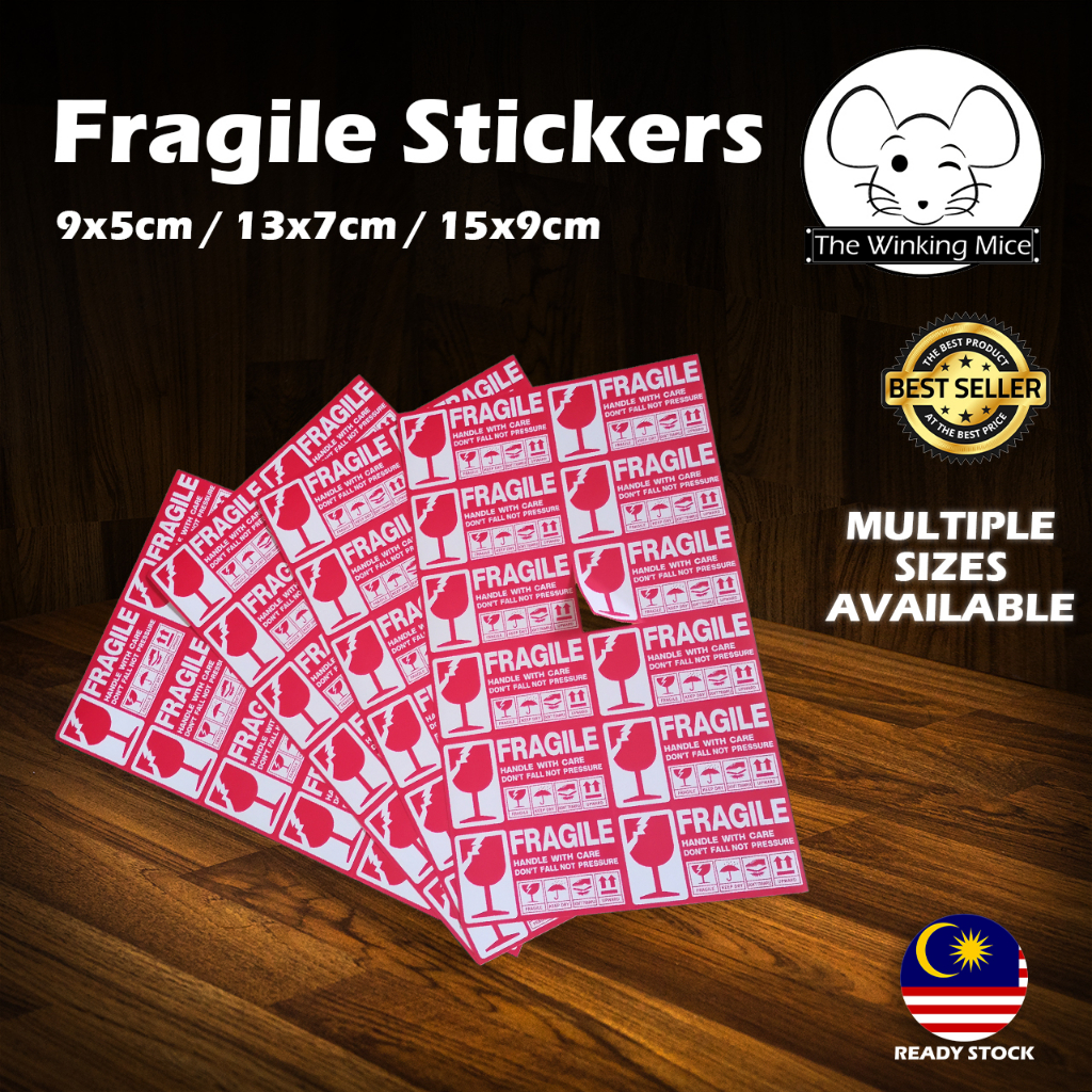 [1000pcs] Fragile Sticker Tape Pelekat Warning Mudah Pecah Label ...