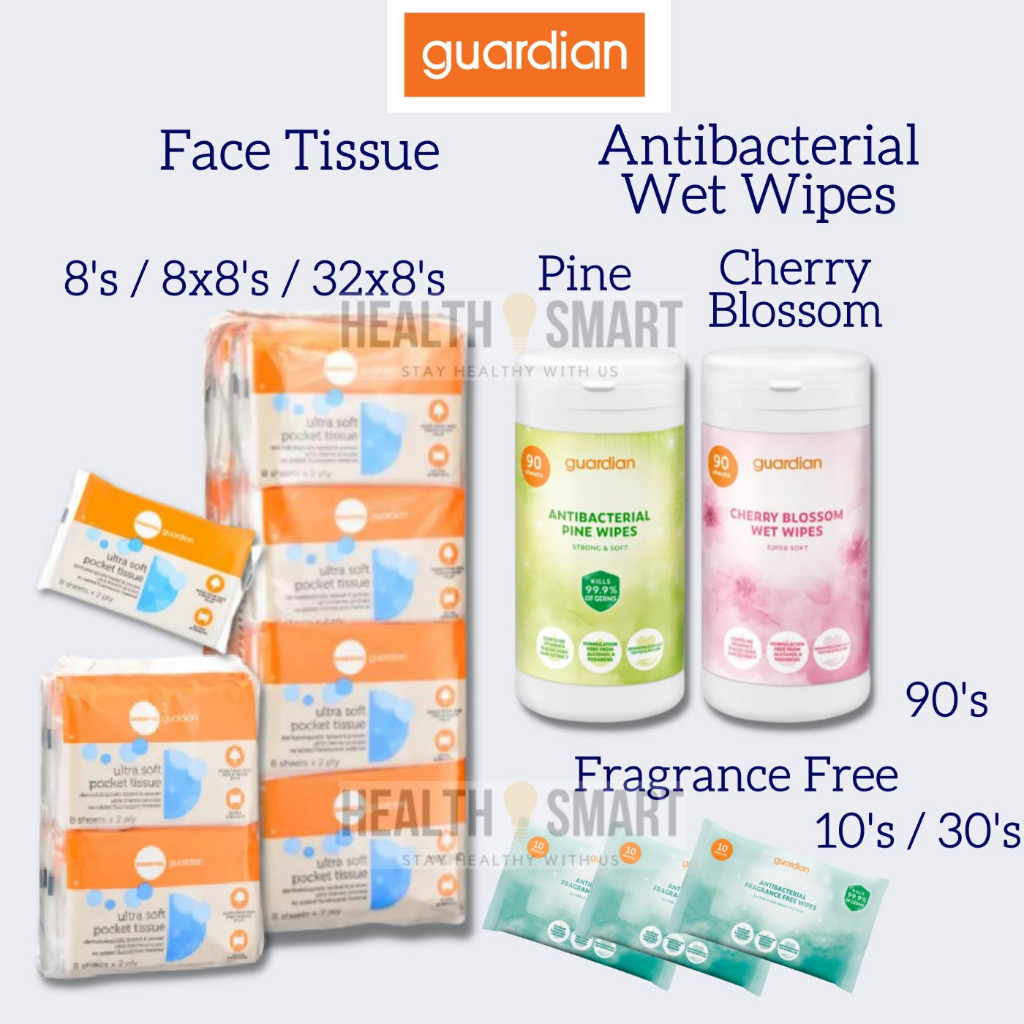 Guardian Ultra Soft Pocket Tissue 8's / 32's / Antibacterial Wet Wipes ...