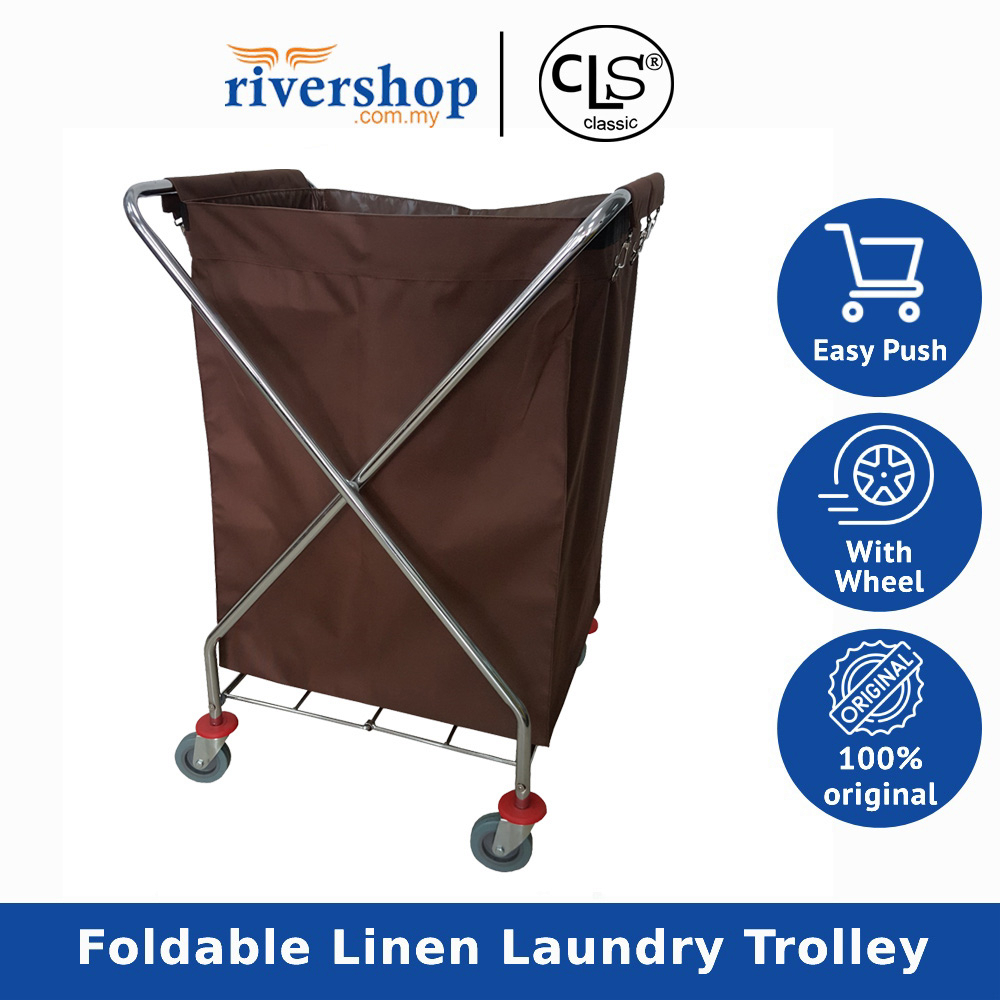 CLS CLASSIC Chrome Steel X-2 Trolley Foldable Linen Laundry Trolley ...