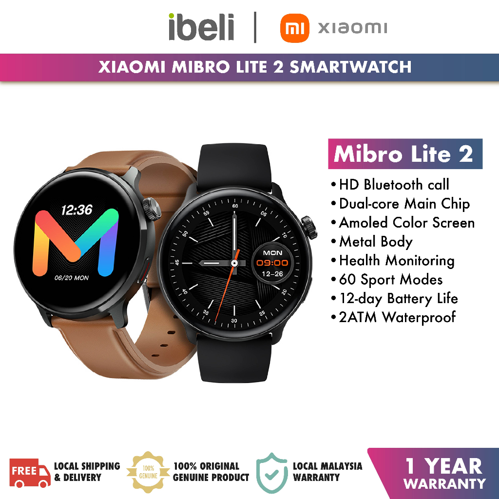 Xiaomi Mibro Lite 2 Smartwatch HD Screen 1.3inch SpO2 Blood Oxygen Heart rate monitoring ...