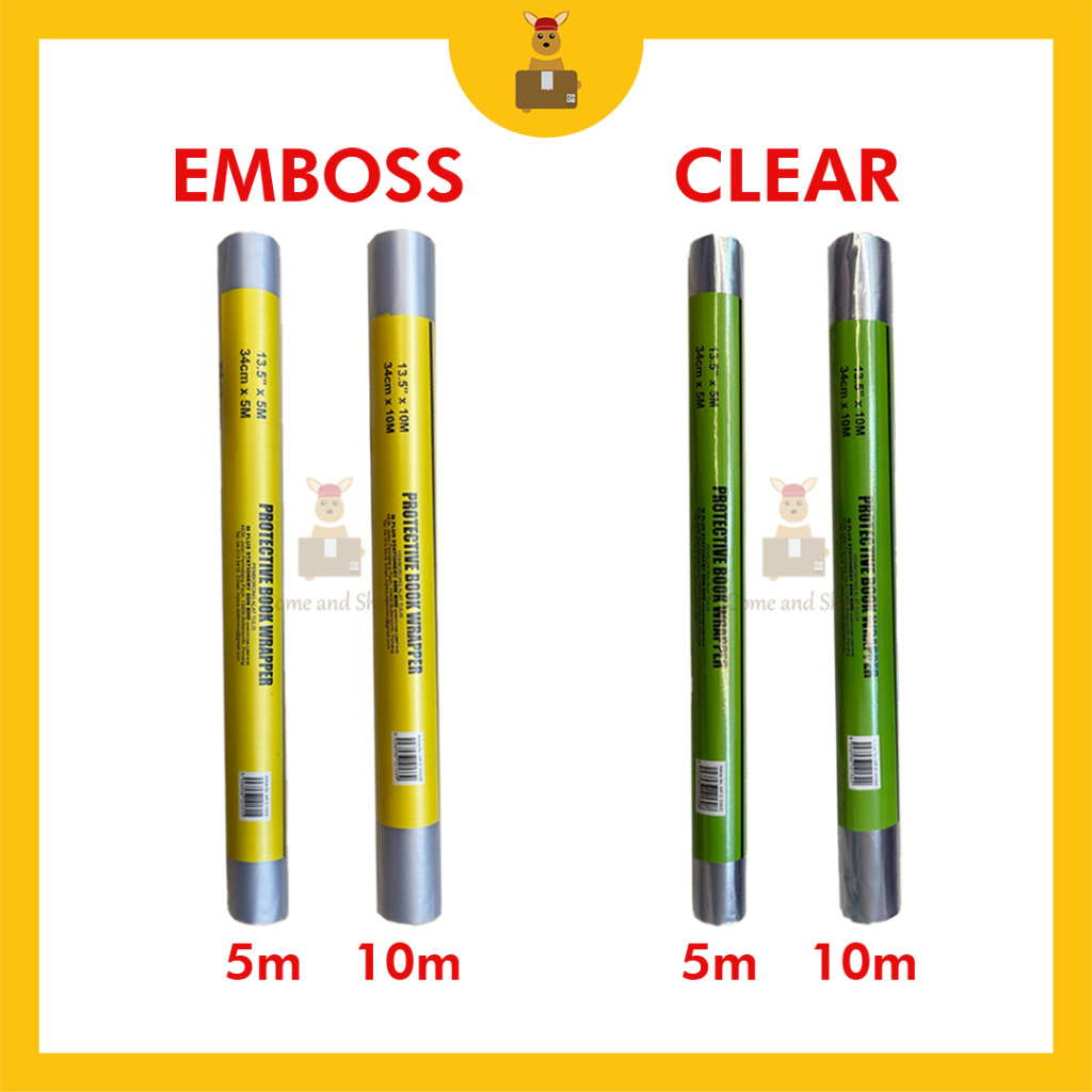 34cm PVC Protective Book Wrapper Roll Clear Emboss Pembalut Buku (5m ...