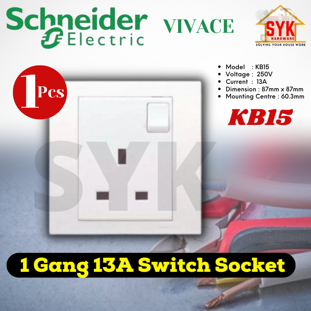 SYK Schneider Vivace 13A 15A 1Gang 2Gang 3Gang 4Gang 1Way 2Way Bell ...