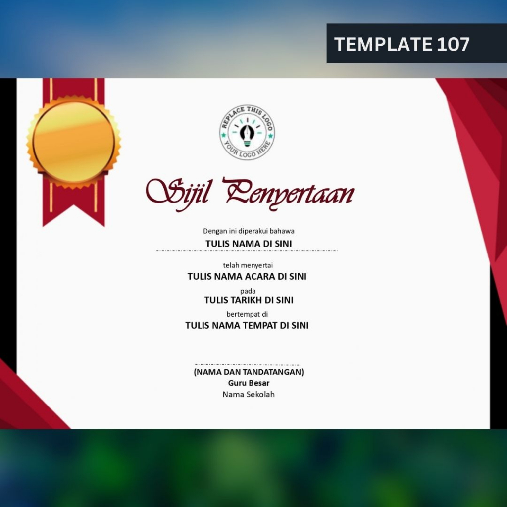 [Powerpoint] Template Sijil Certificate Template Editable Powerpoint ...
