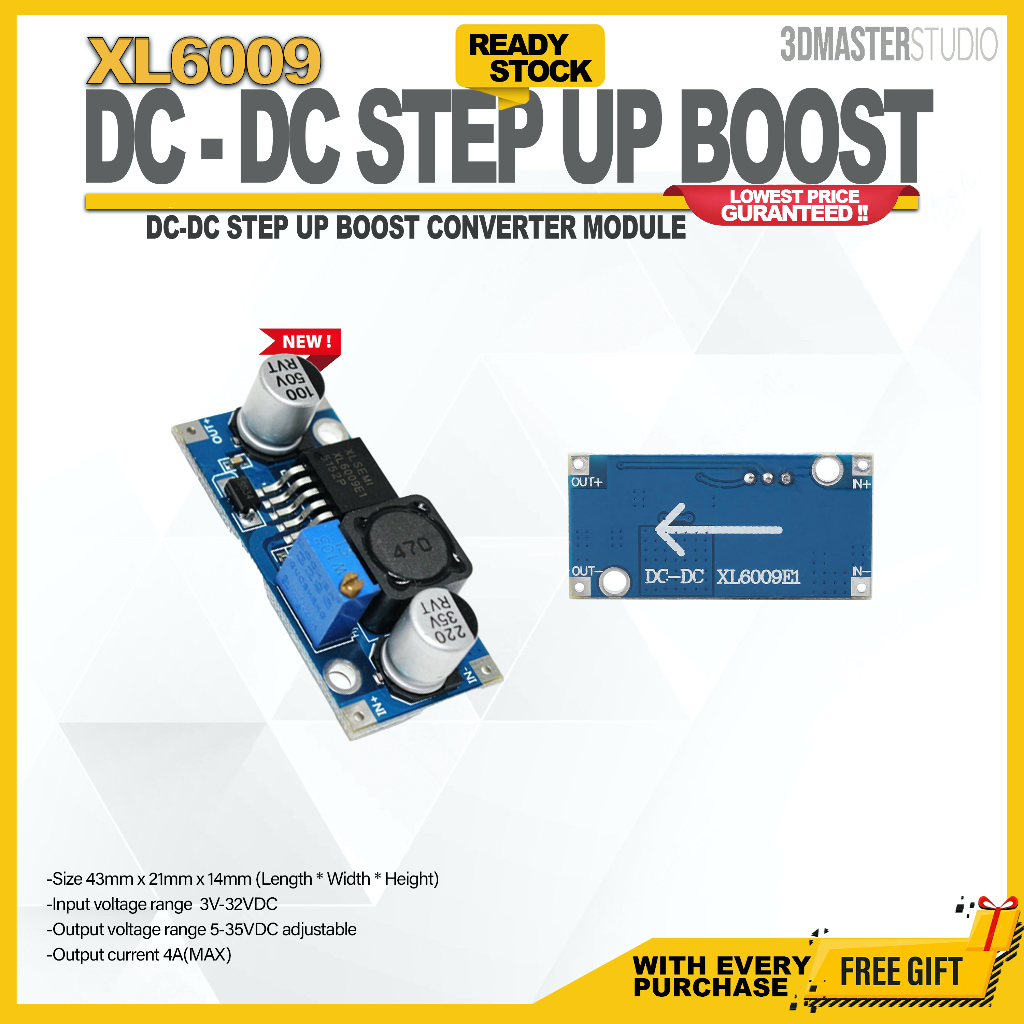 XL6009 XL 6009 DC-DC Step Up Boost Converter4A Adjustable Voltage ...