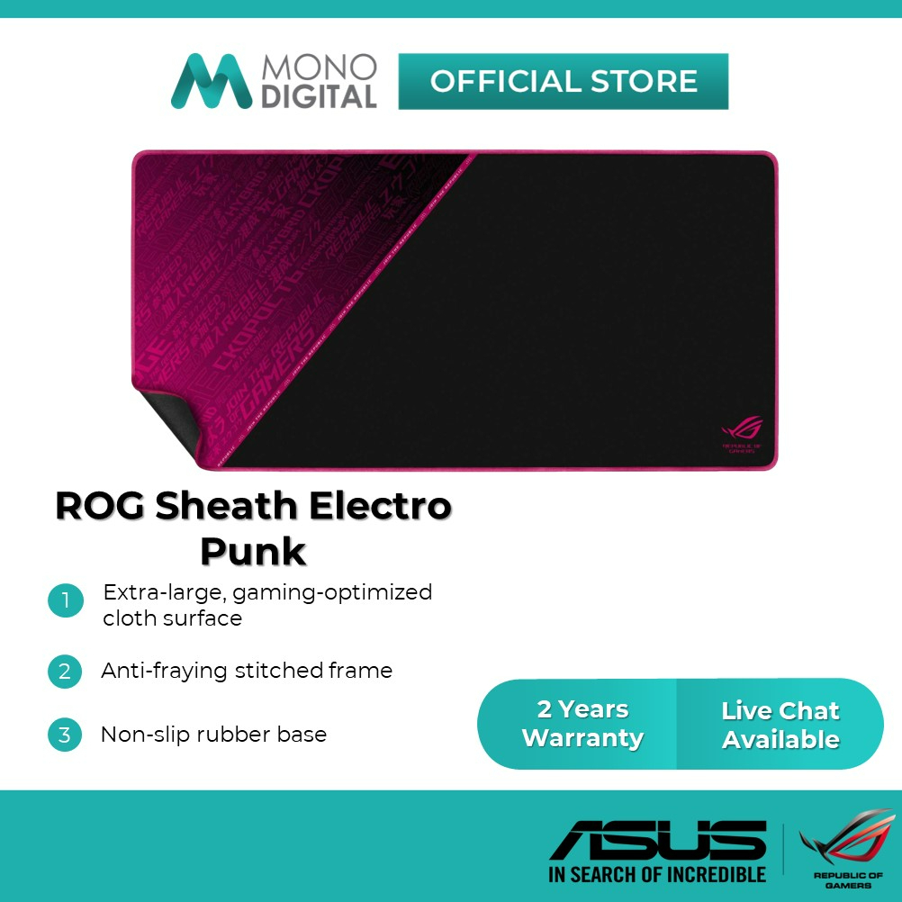 ASUS ROG Sheath Electro Punk (XL) Gaming Mousepad, Cloth Surface, Anti ...