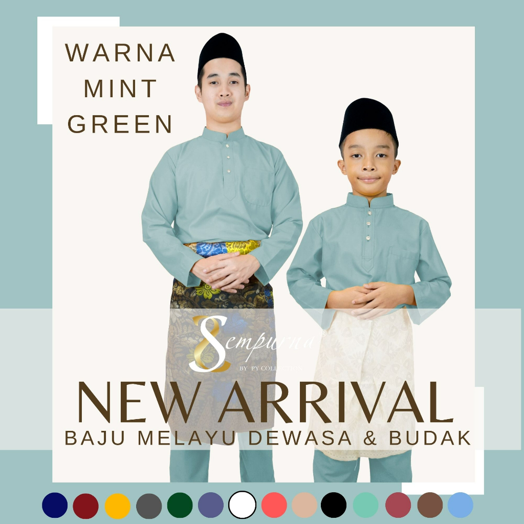 BAJU MELAYU SLIM FIT COTTON MINT GREEN SEPASANG - BAJU RAYA SEDONDON ...