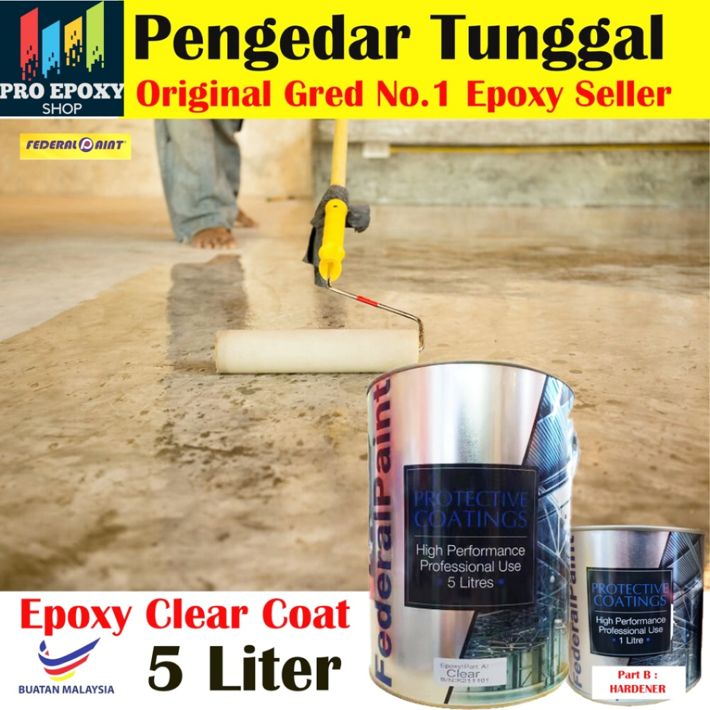 5L Epoxy Clear Coating for Flooring Concrete / Waterproofing 4L+1L ...