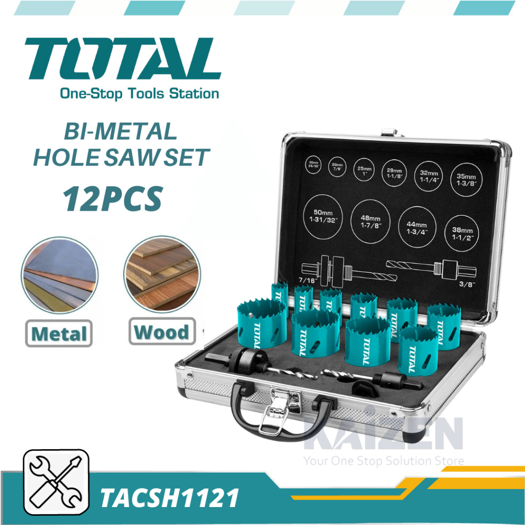 TOTAL TACSH1121 12 Pcs Bi-metal Hole Saw Set | Shopee Malaysia