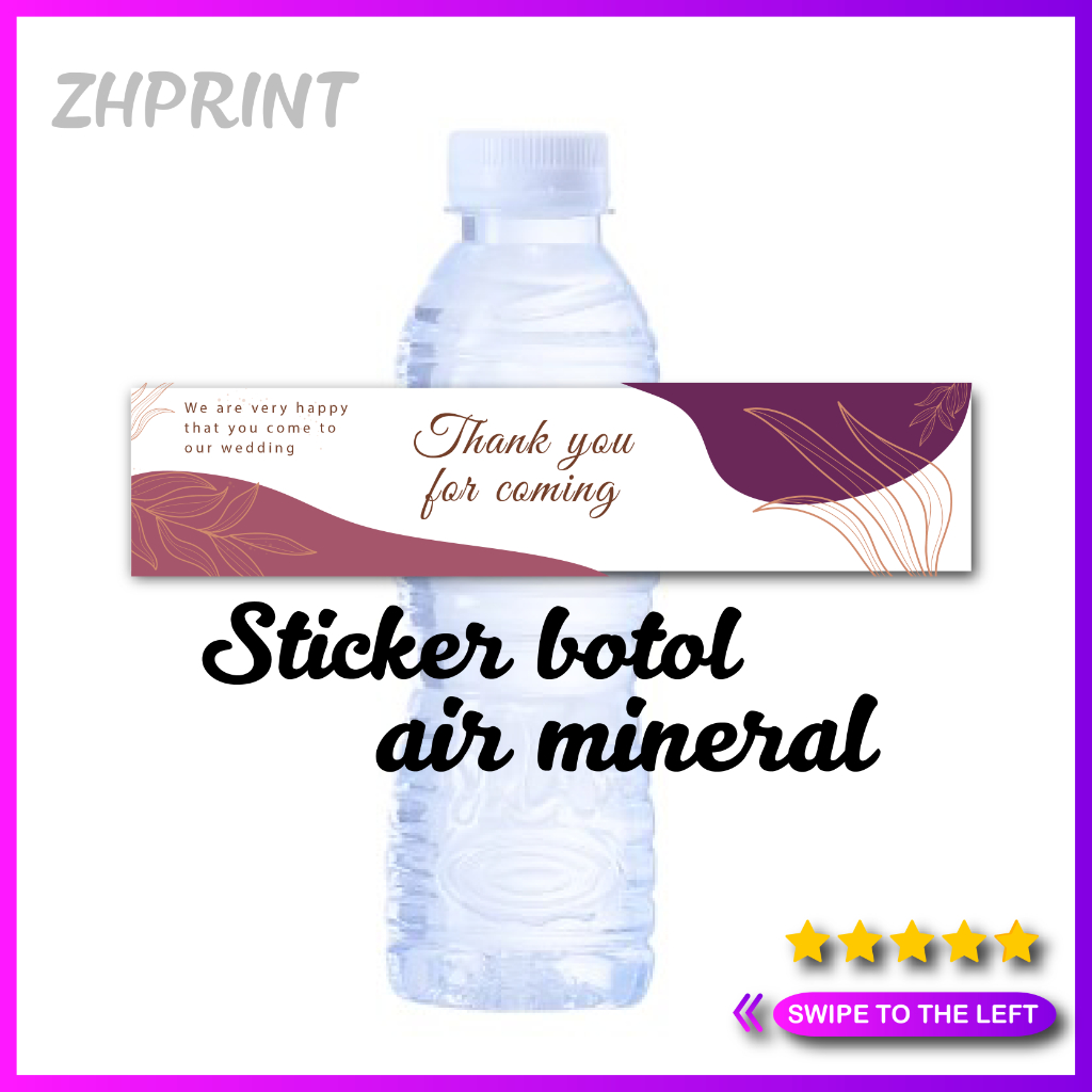 STICKER BOTOL MINERAL 250ML untuk doorgift kahwin / wedding / birthday ...