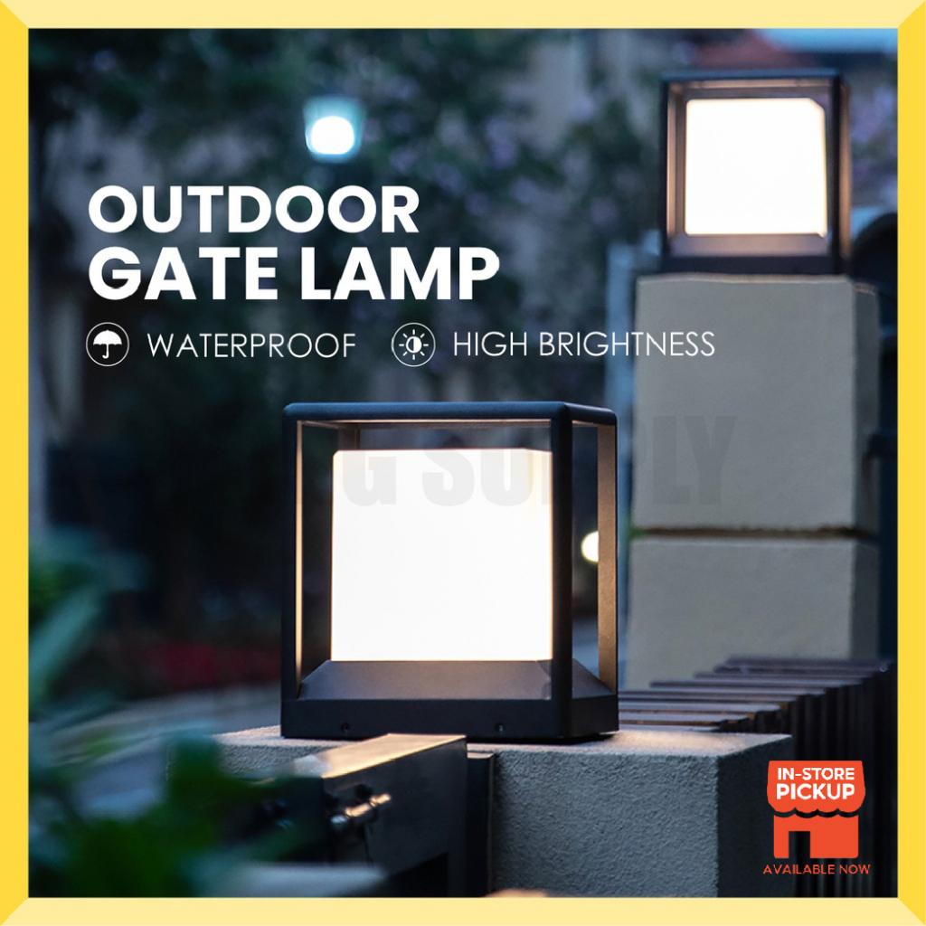 MS_ Outdoor Gate Lamp Casing Cube Light E27 Bulb Holder Waterproof ...
