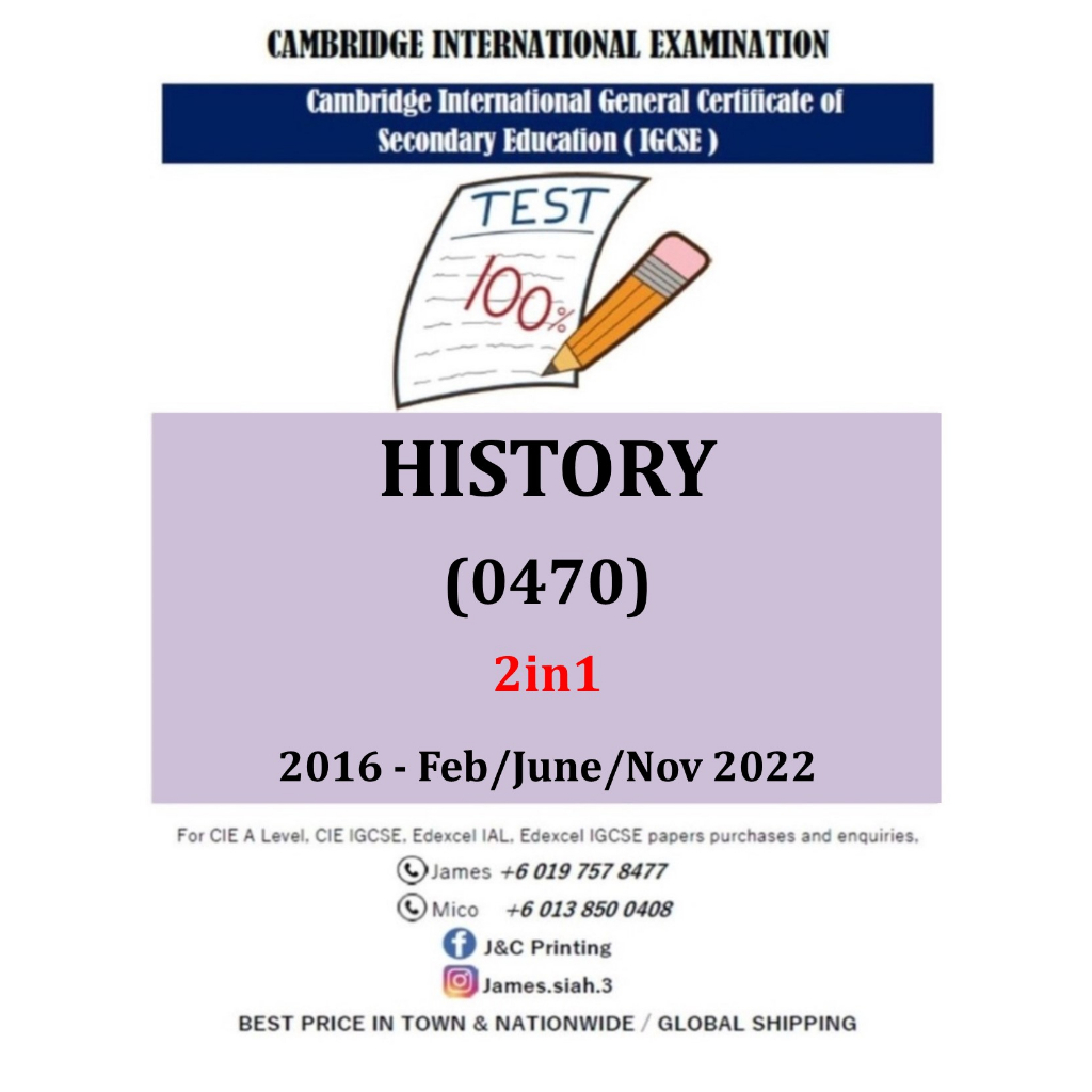 Cambridge Igcse Past Year Papers History 0470 PAPER 1,2,4 ( 2in1 ...