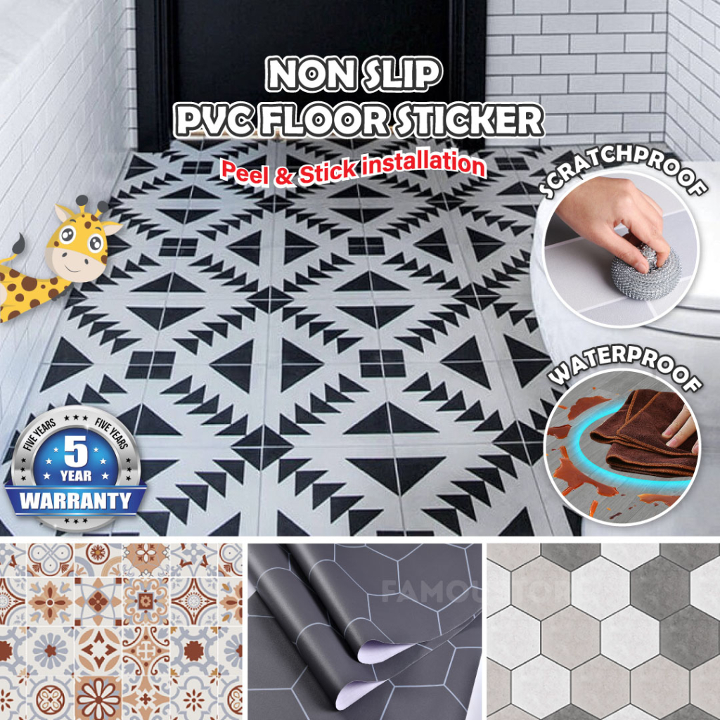 PVC Floor Sticker Waterproof Wallpaper Self Adhesive Kitchen Sticker ...