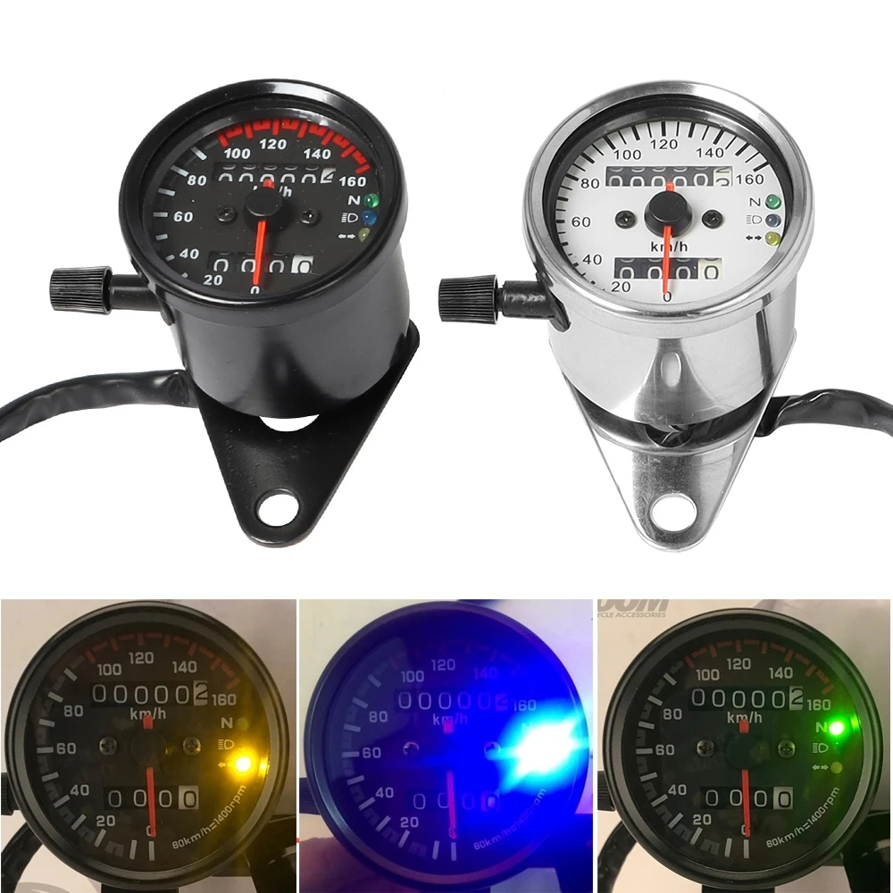 Universal 12V Motorcycle Speedometer Odometer with Neutral Gear Turn ...