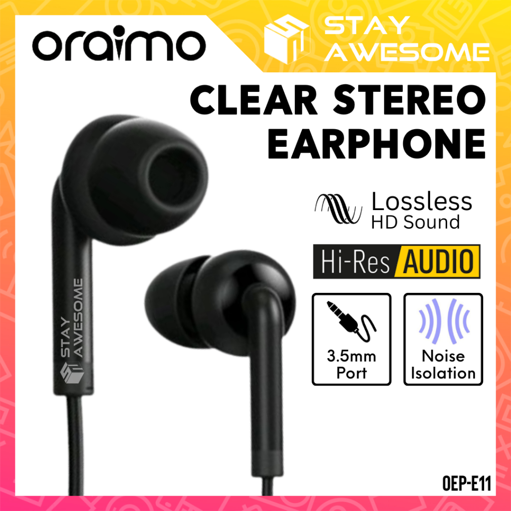 ORAIMO Earphone Wired 3.5mm Music Stereo Android Original Bass In Ear ...