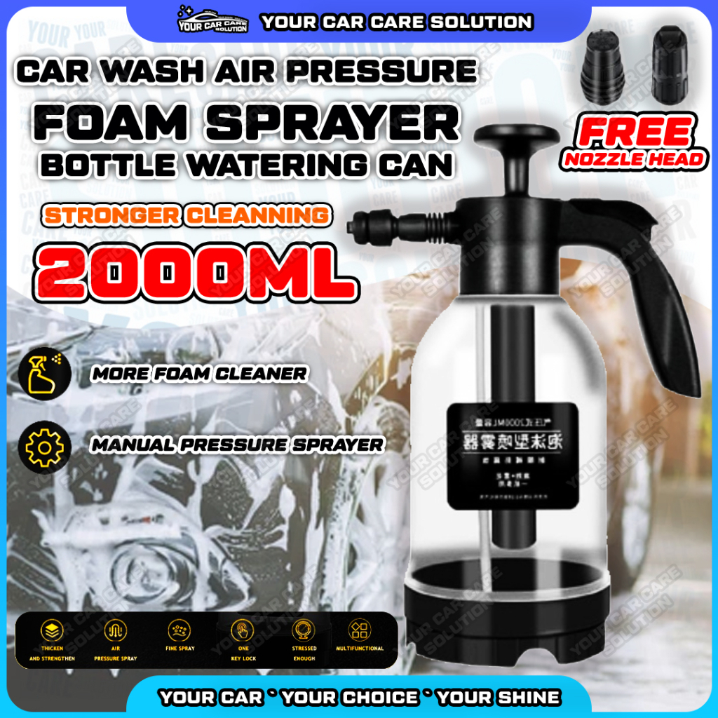 💦 Car Wash Spray Bottle 2000ML Sprayer Gun Manual Air Pressure Water Jet Car Shampoo Sprayer ...