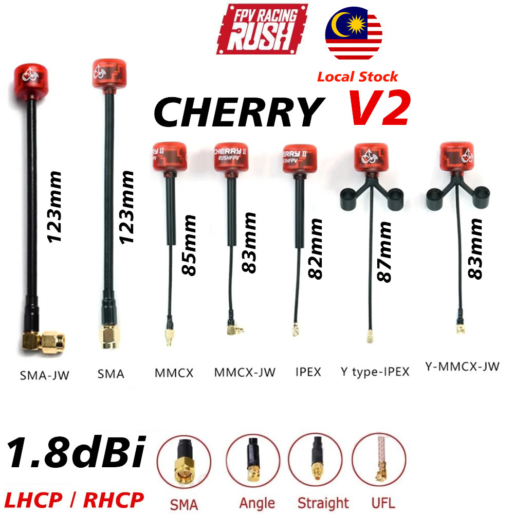 Rush CHERRY V2 FPV 5.8G ANTENNA II LHCP RHCP SMA MMCX Angle UFL long ...