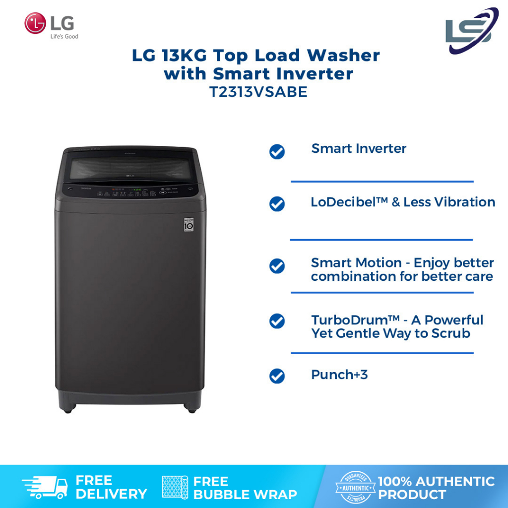 LG 13KG Top Load Washer with Smart Inverter Middle T2313VSABE | TurboDrum | Smart Diagnosis ...