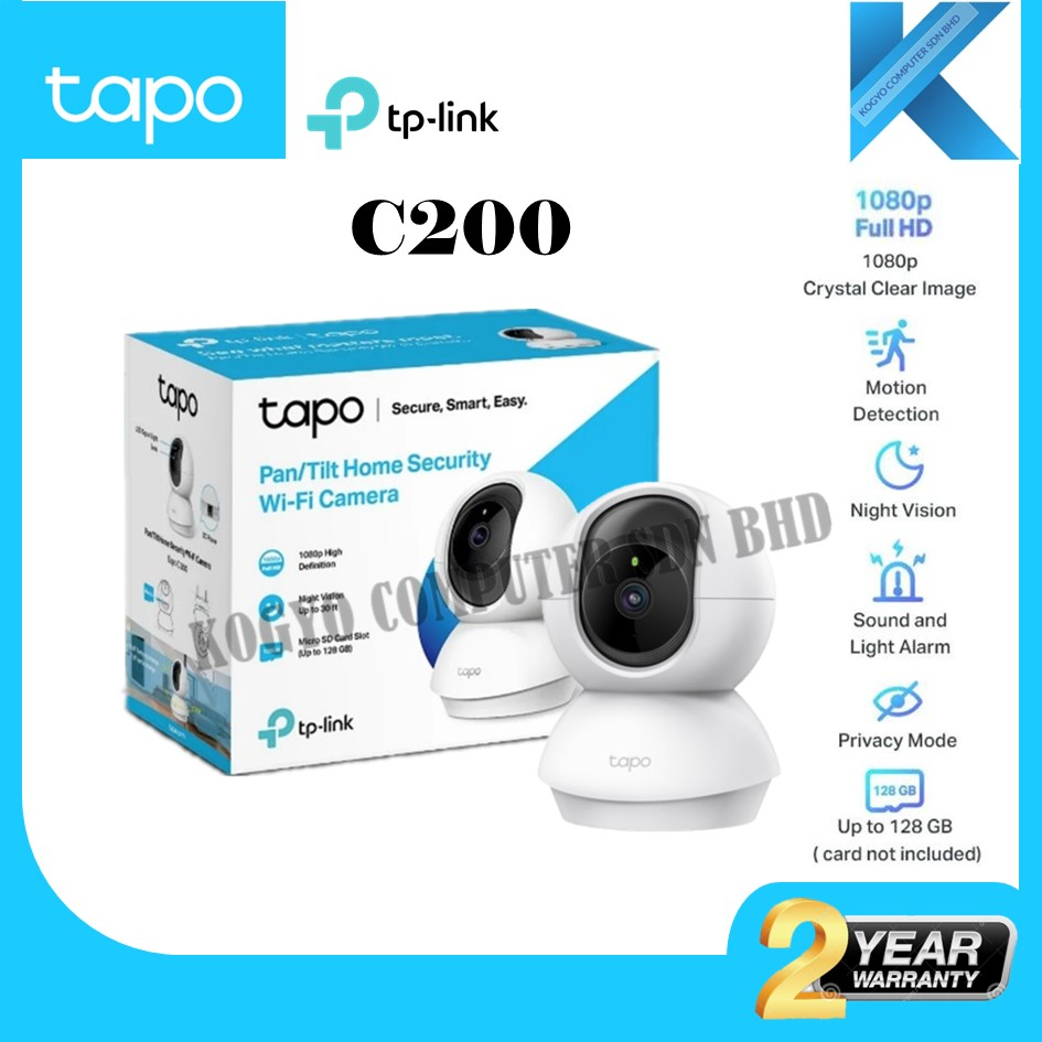 TP-Link Tapo C200 1080P Full HD Pan Tilt 360 Wireless Wifi Home ...