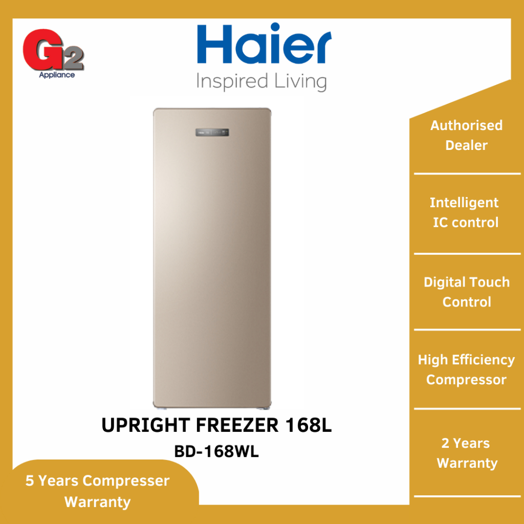 HAIER UPRIGHT FREEZER 168L BD-168WL-HAIER WARRANTY MALAYSIA | Shopee ...