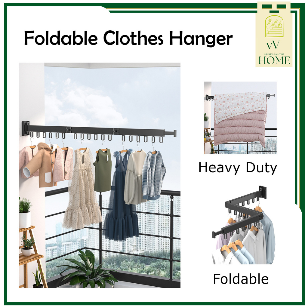 Foldable Hanger Rod / Wall mounted Folding Drying Rack / Aluminum ...