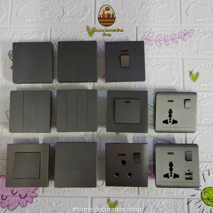 home wall switch socket ( grey color) electric plug socket / 10a lamp ...