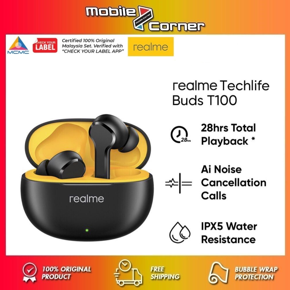 Realme TechLife Buds T100 I 28 hours Total Playback | Ai Noise ...