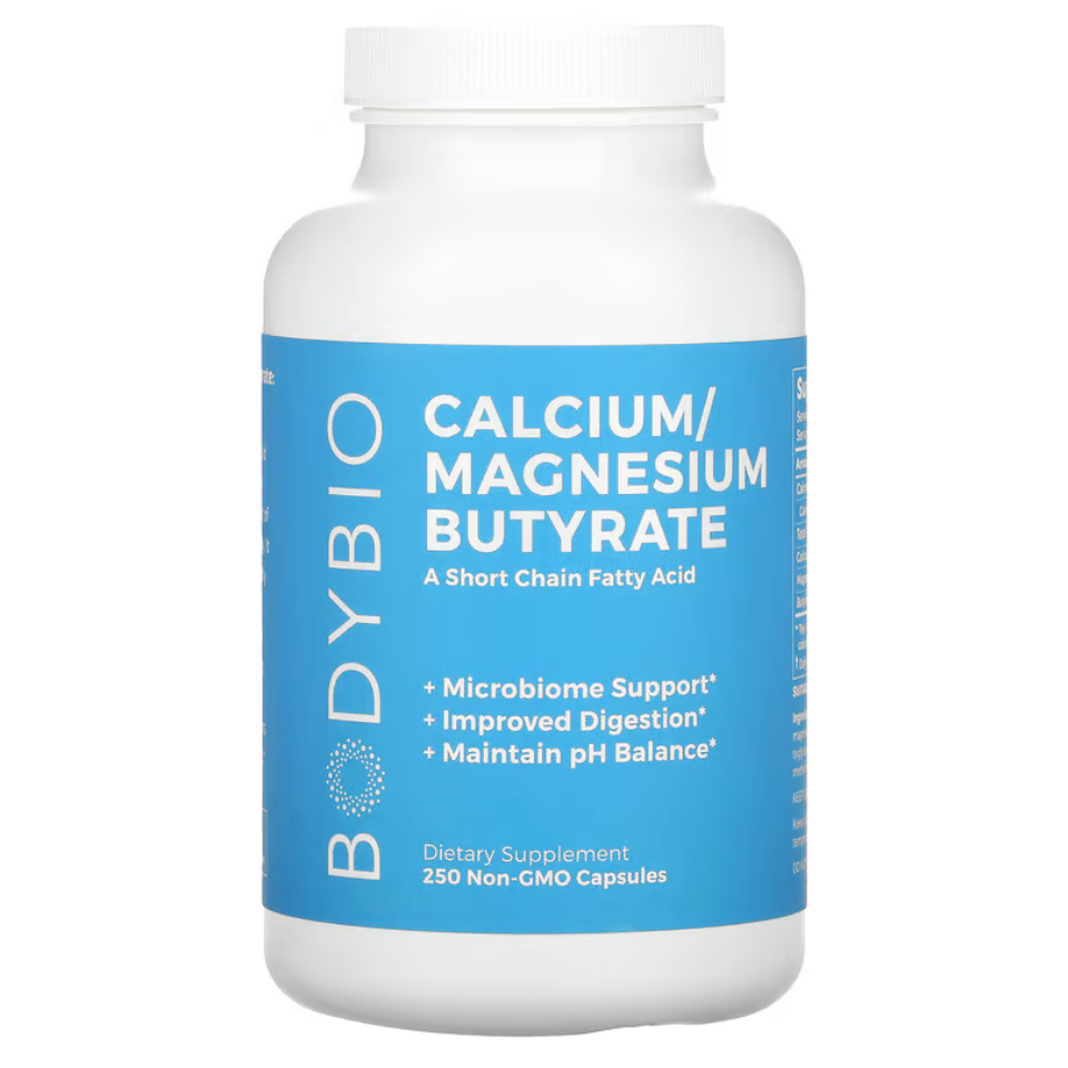 BodyBio, Calcium/ Magnesium Butyrate, 100 / 250 Non-GMO Capsules ...