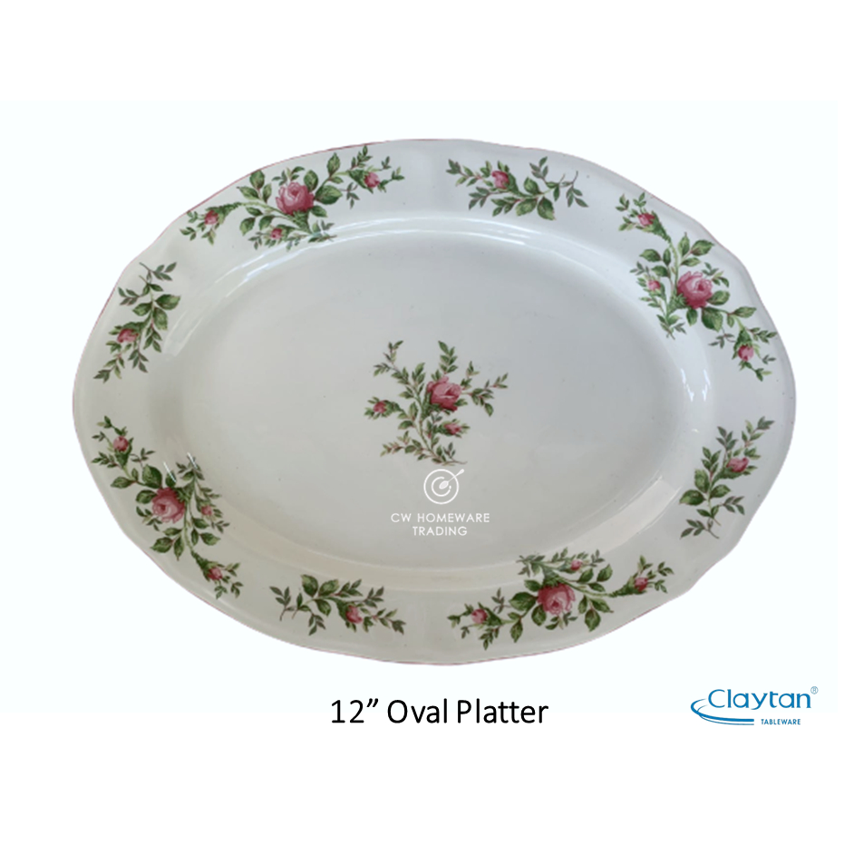 Claytan 206FS Moss Roses- 14“ Pinggan Leper Oval | Pinggan Bujur | Oval ...