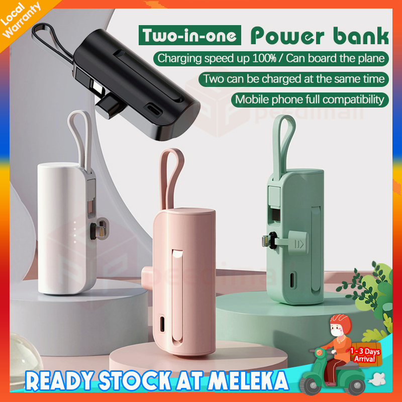 5000mAh Mini Capsule Portable Power Bank Android Type-C & IOS Port ...