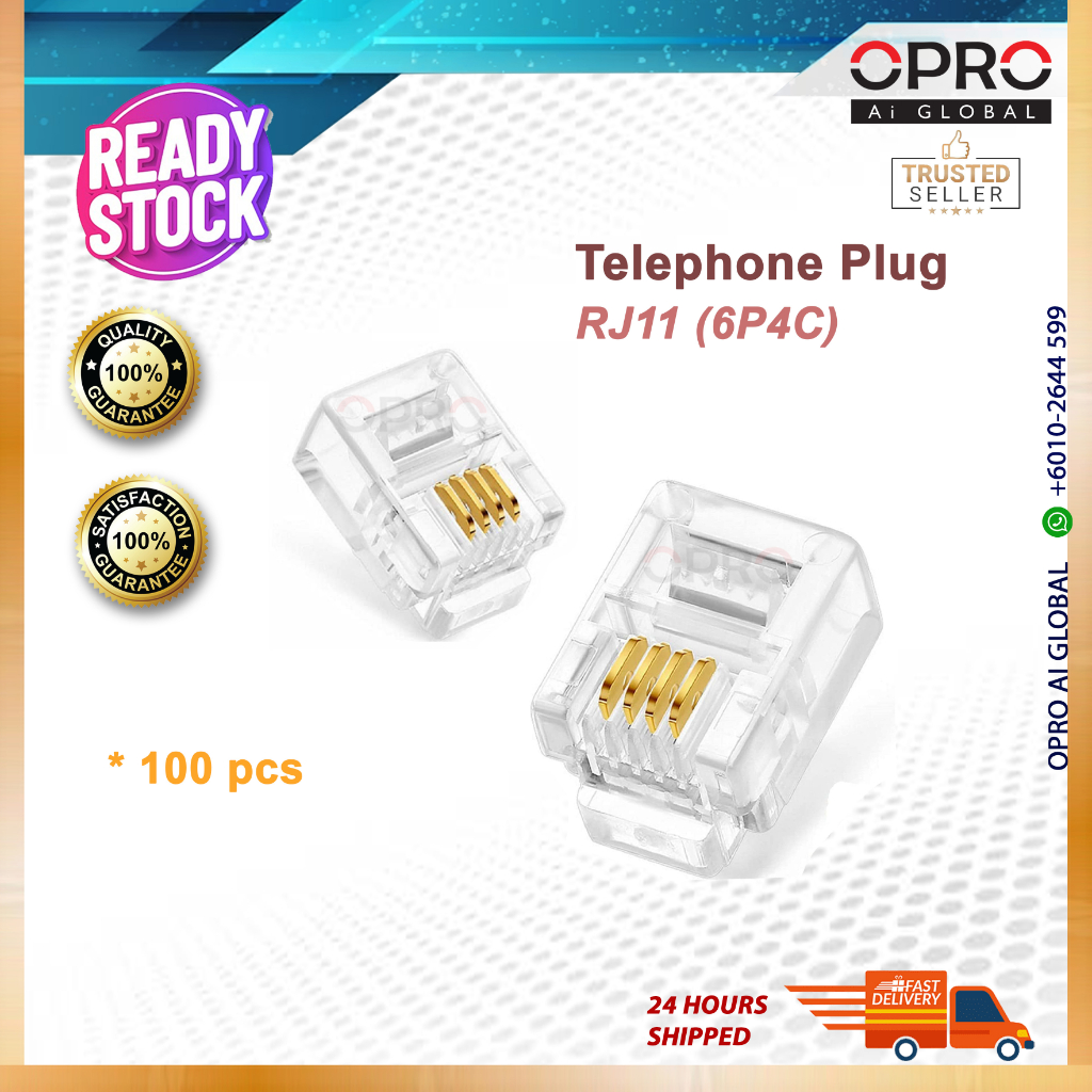 TM Passed Cat 3 / RJ11 6P4C Telephone Modular Plug | Shopee Malaysia