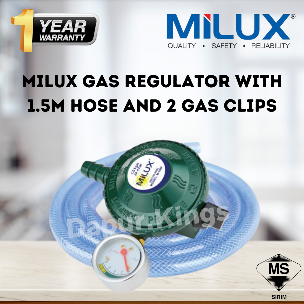 Milux L.P.G Gas Regulator M-198CS M-198F With Safety Valve & 1.5 Meter ...