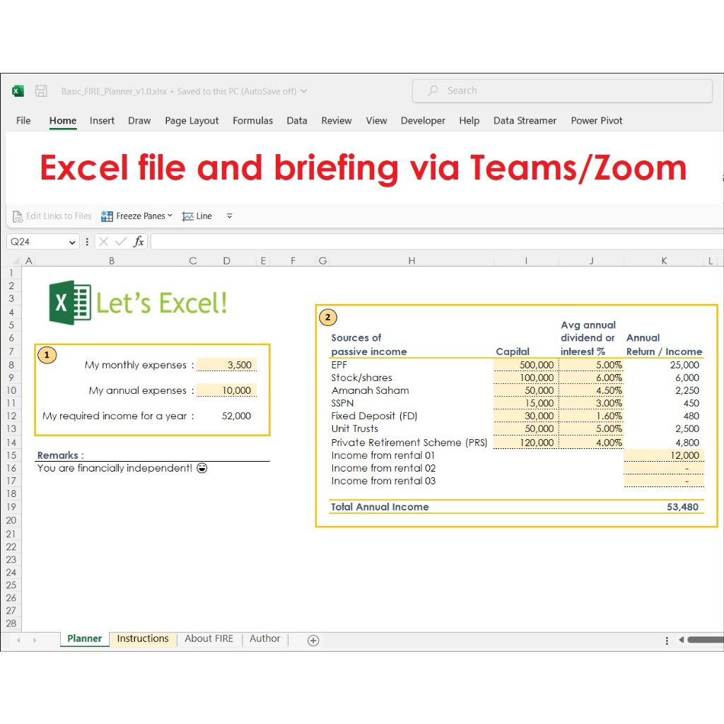 [Excel] FIRE Planner & online briefing | Shopee Malaysia