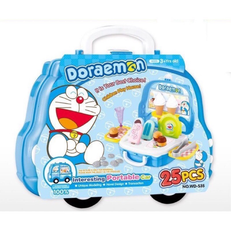 HOT SELLING! BIRTHDAY KIDS DORAEMON PORTABLE SUITCASE PLAYSET PRETEND ...