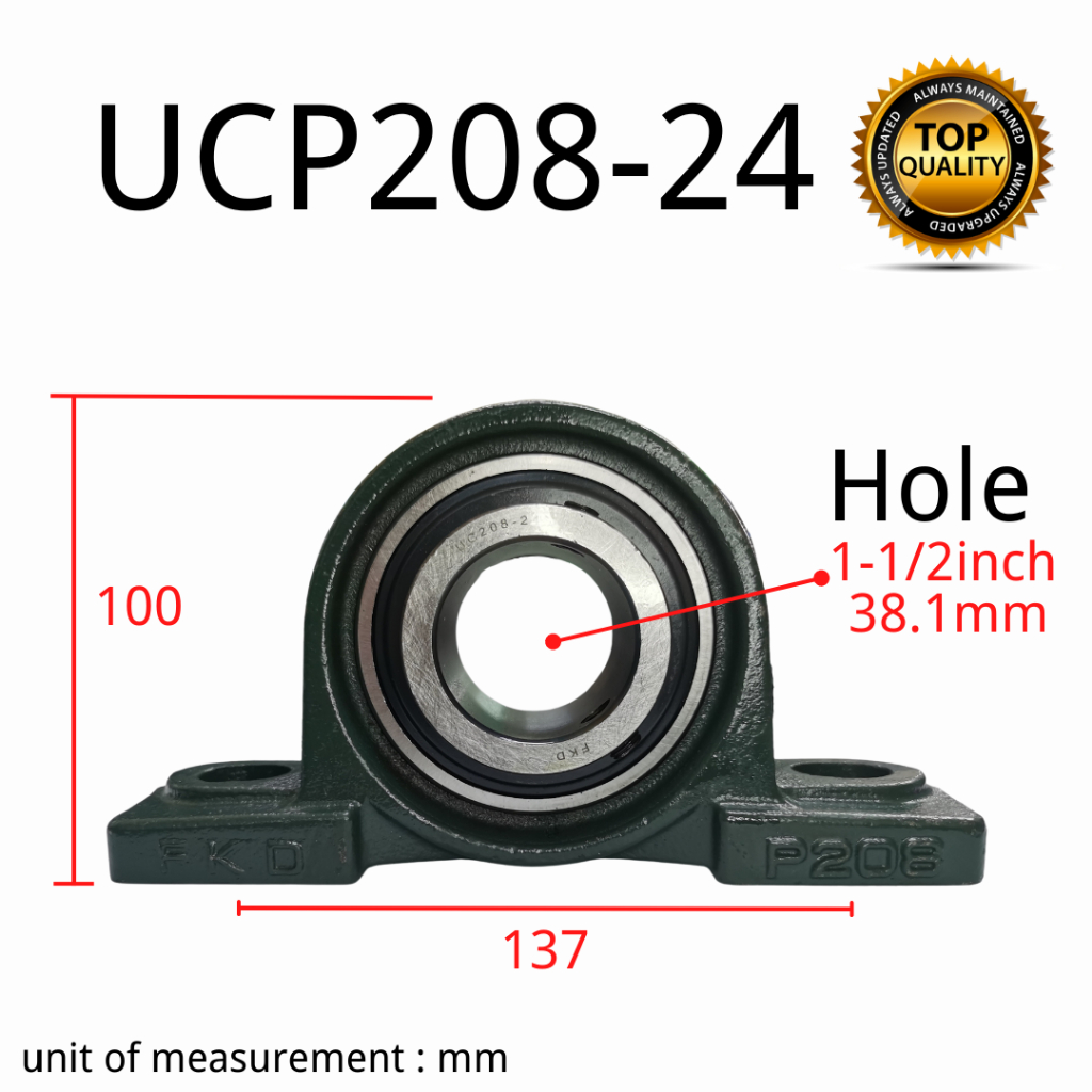 UCP204 UCP205 UCP206 UCP207 UCP208 Pillow Block Bearing Hole mm/inch | Shopee Malaysia