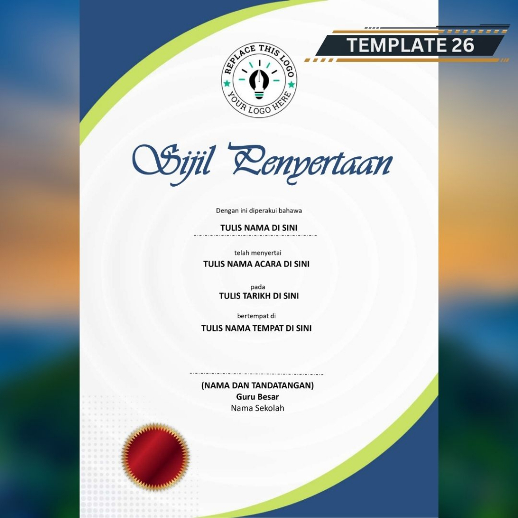 [Powerpoint] Template Sijil Certificate Template Editable Powerpoint ...