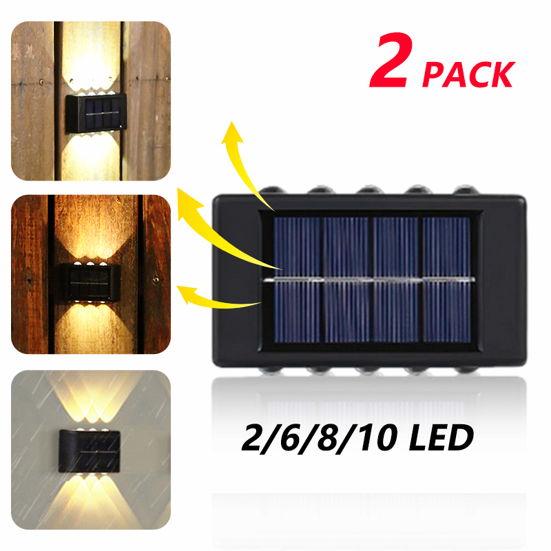 2pcs 2/6/8/10 LED Lampu Dinding Wall Lamp Solar Light Outdoor Lighting Waterproof Auto-sensing ...