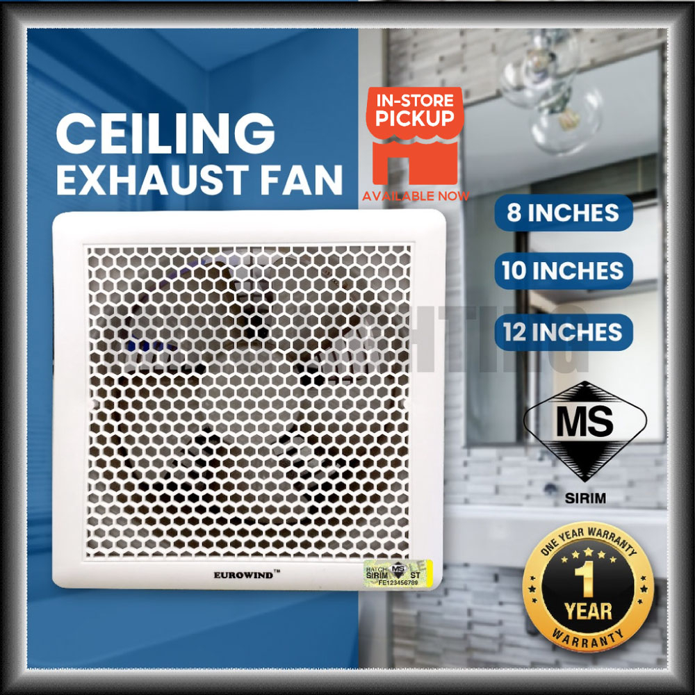 (Sirim) Exhaust Fan Ceiling 8" 10" 12" Ventilation Fans Ekzos Air ...