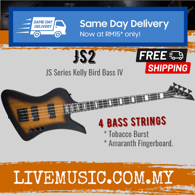 Jackson JS Series Kelly Bird Bass IV JS2 Guitar, Amaranth FB, Tobacco ...