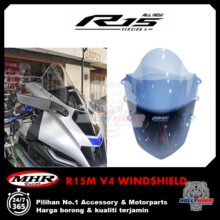 YAMAHA R15M VISOR R15 V4 WINDSCREEN ANTI PECAH IMPORT MHR RACING R15V4 ...