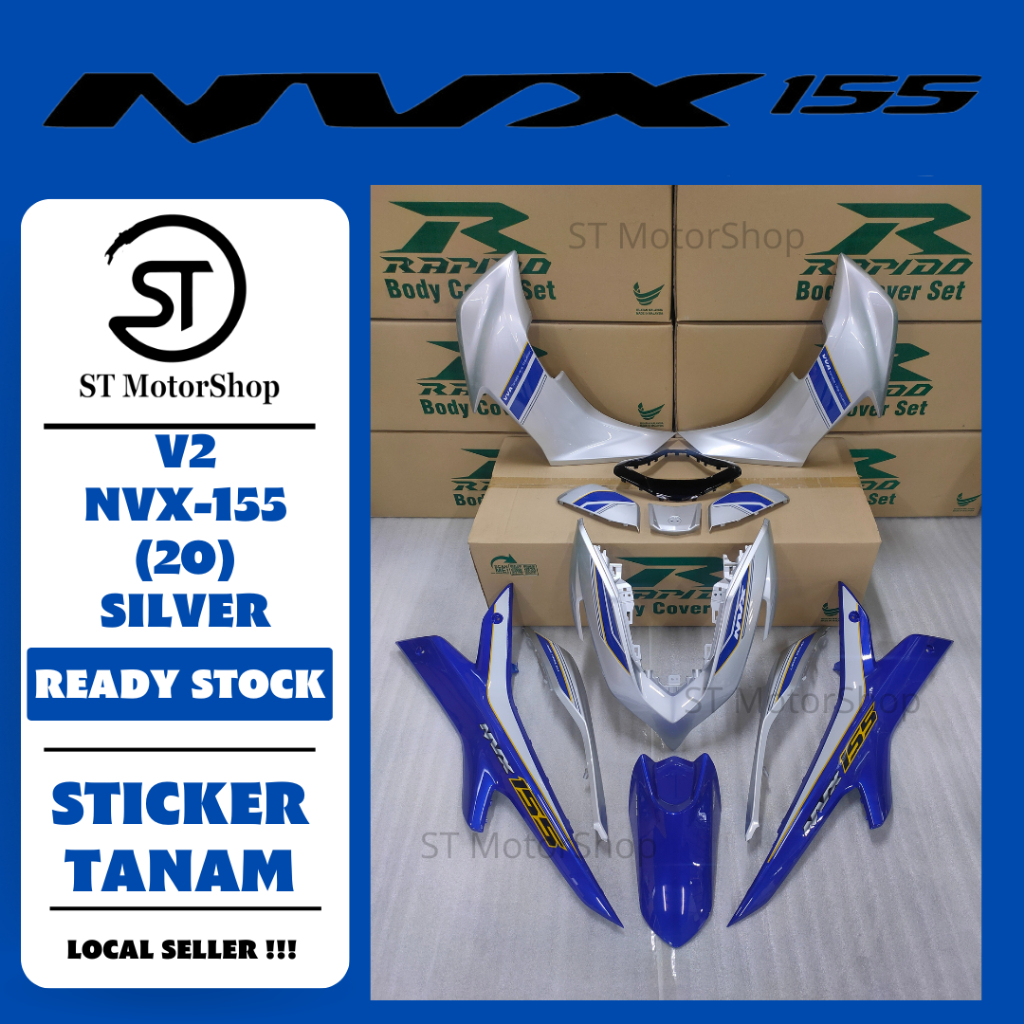 YAMAHA NV-X NVX V2 NVX-155 (20) SILVER COVER SET (STICKER TANAM) RAPIDO ...