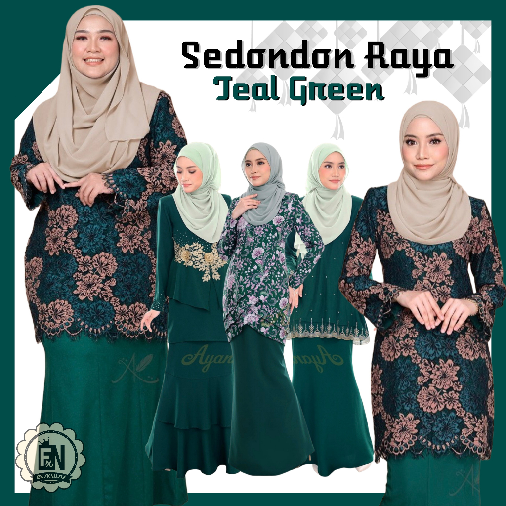 Baju Raya 2024 Teal Green 2 Combo Perempuan Sedondon Family Ayanna ...