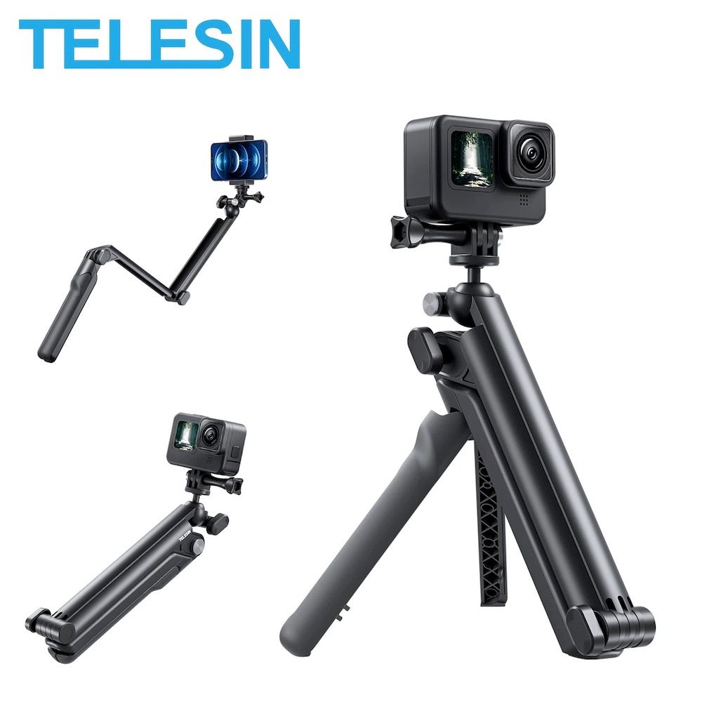 TELESIN 3-Way Arm Hand Grip Tripod Selfie Stick for GoPro HERO ...